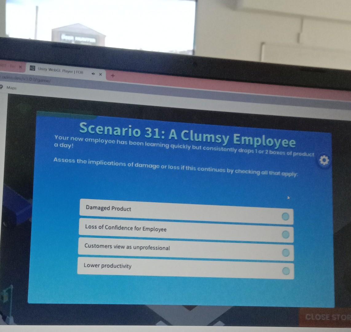 Solved Scenario 31: A Clumsy Employee a cary a day! Damaged | Chegg.com