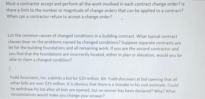 Solved Must a contractor accept and perform all the work | Chegg.com