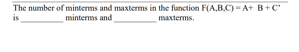 Solved The number of minterms and maxterms in the function | Chegg.com