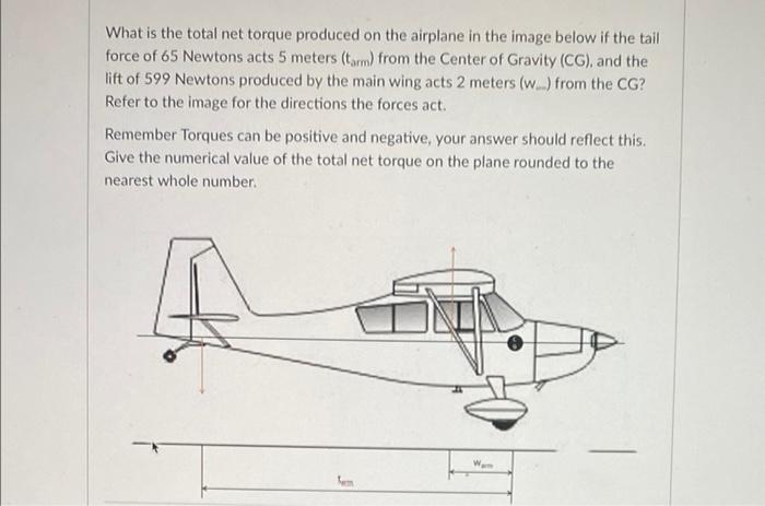 Solved What is the total net torque produced on the airplane | Chegg.com