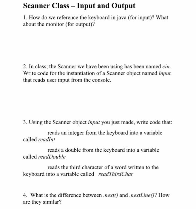 Solved How do we reference the keyboard in java (for input)? | Chegg.com