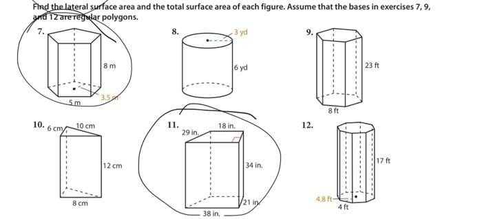 Solved Find the lateral surface area and the total surface | Chegg.com