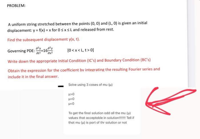 Solved PROBLEM: A uniform string stretched between the | Chegg.com