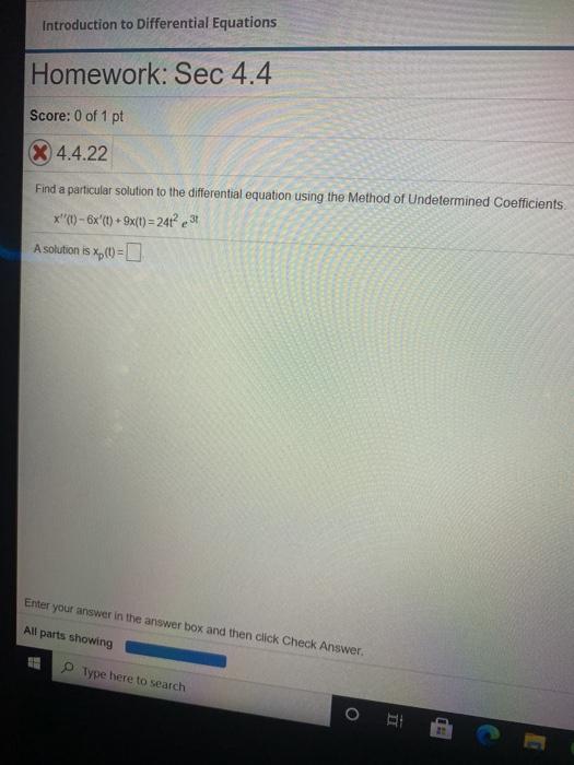 Solved Introduction to Differential Equations Homework: Sec | Chegg.com