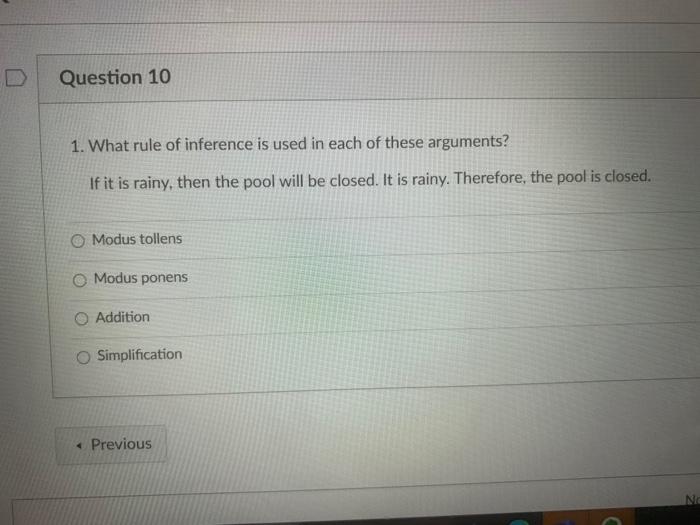Solved Question 10 1. What rule of inference is used in each | Chegg.com