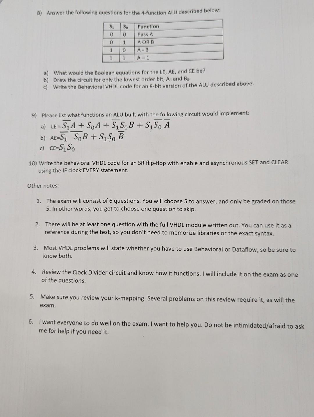 Solved 8) Answer the following questions for the 4-function | Chegg.com