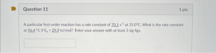 Solved A Particular First Order Reaction Has A Rate Constant
