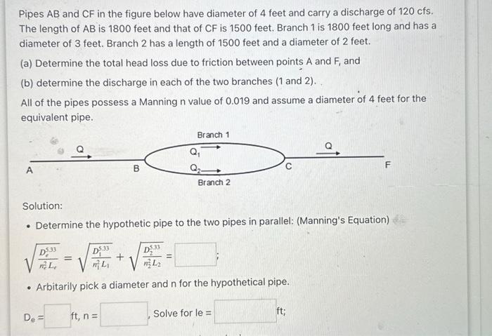 Solved Pipes AB and CF in the figure below have diameter of | Chegg.com