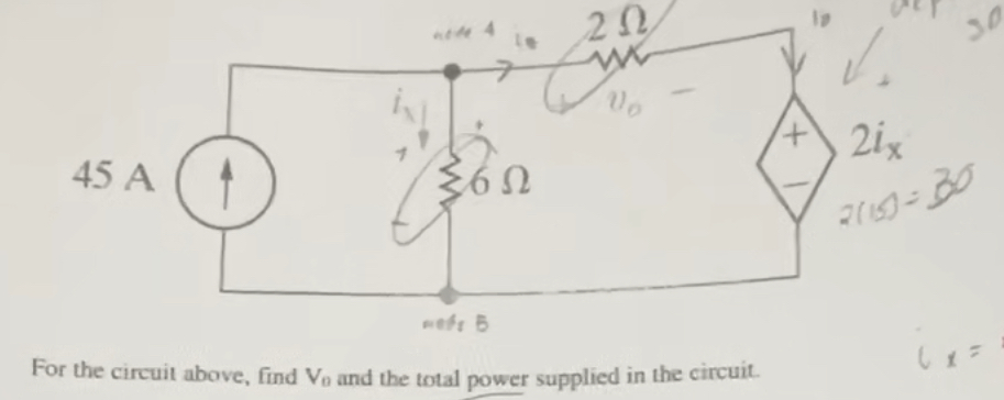 Solved For the circuit above, find V0 ﻿and the total power | Chegg.com