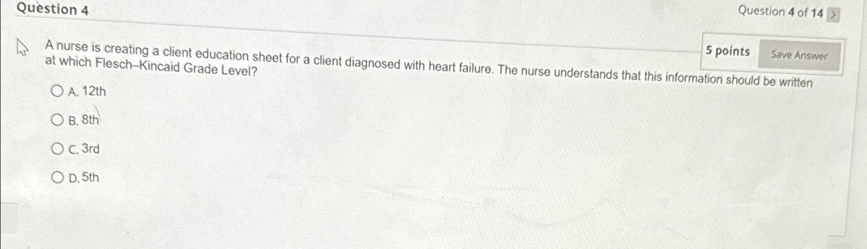 Solved Question 4Question 4 ﻿of 145 ﻿pointsA nurse is | Chegg.com