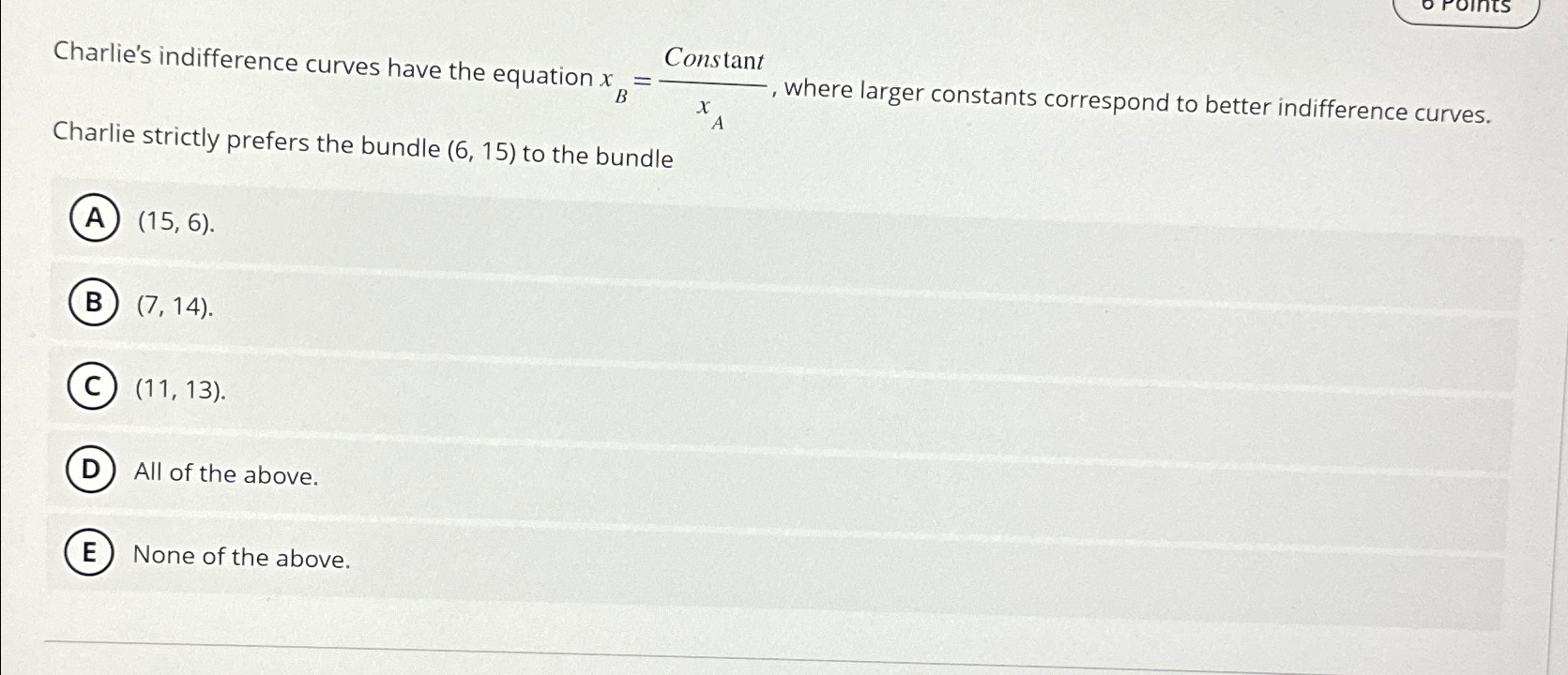 Solved Charlie's indifference curves have the equation | Chegg.com