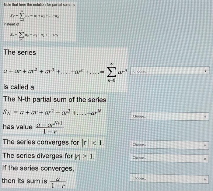 Solved Note that here the notation for partial sums is | Chegg.com