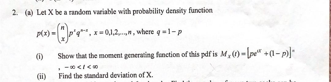 Solved (a) ﻿Let x ﻿be a random variable with probability | Chegg.com