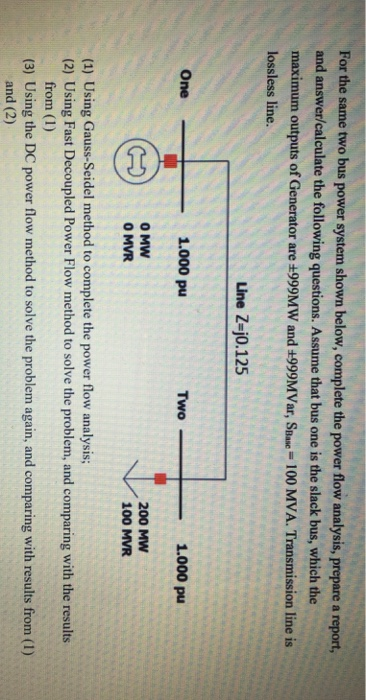 Solved For the same two bus power system shown below, | Chegg.com