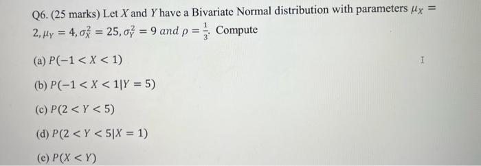 Solved Q6. (25 marks) Let X and Y have a Bivariate Normal | Chegg.com