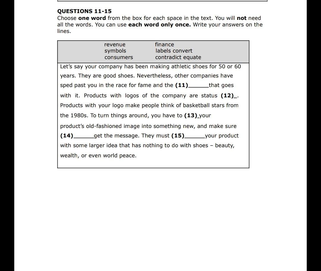 Solved QUESTIONS 11-15 Choose one word from the box for each | Chegg.com