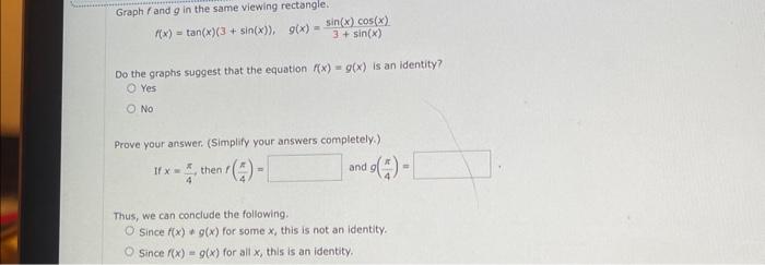 Solved Graph f and g in the same viewing rectangle. | Chegg.com