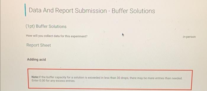 Data And Report Submission - Buffer Solutions (1pt) | Chegg.com