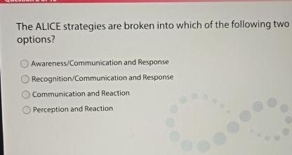 Solved The ALICE strategies are broken into which of the | Chegg.com