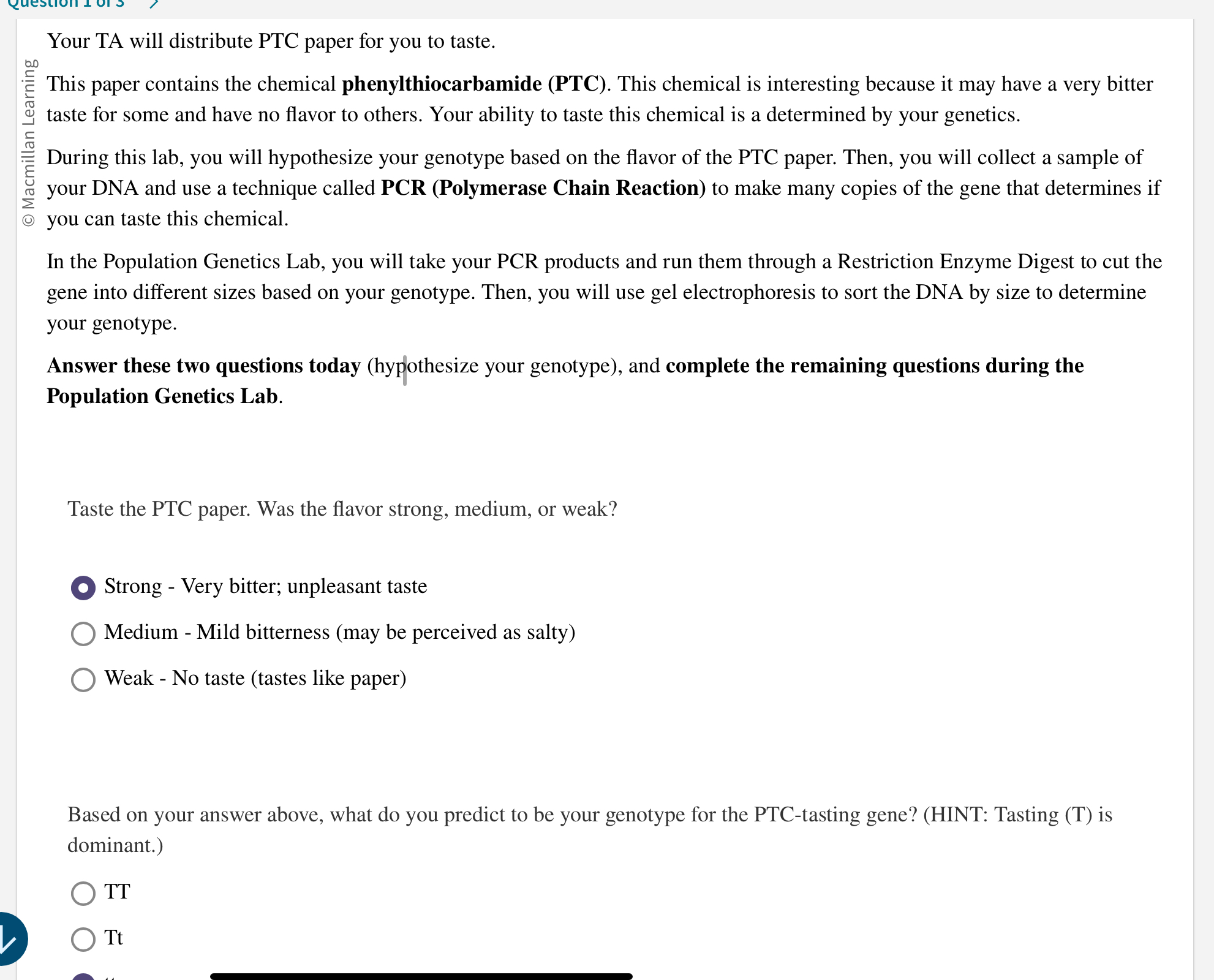 Solved Your TA will distribute PTC paper for you to | Chegg.com
