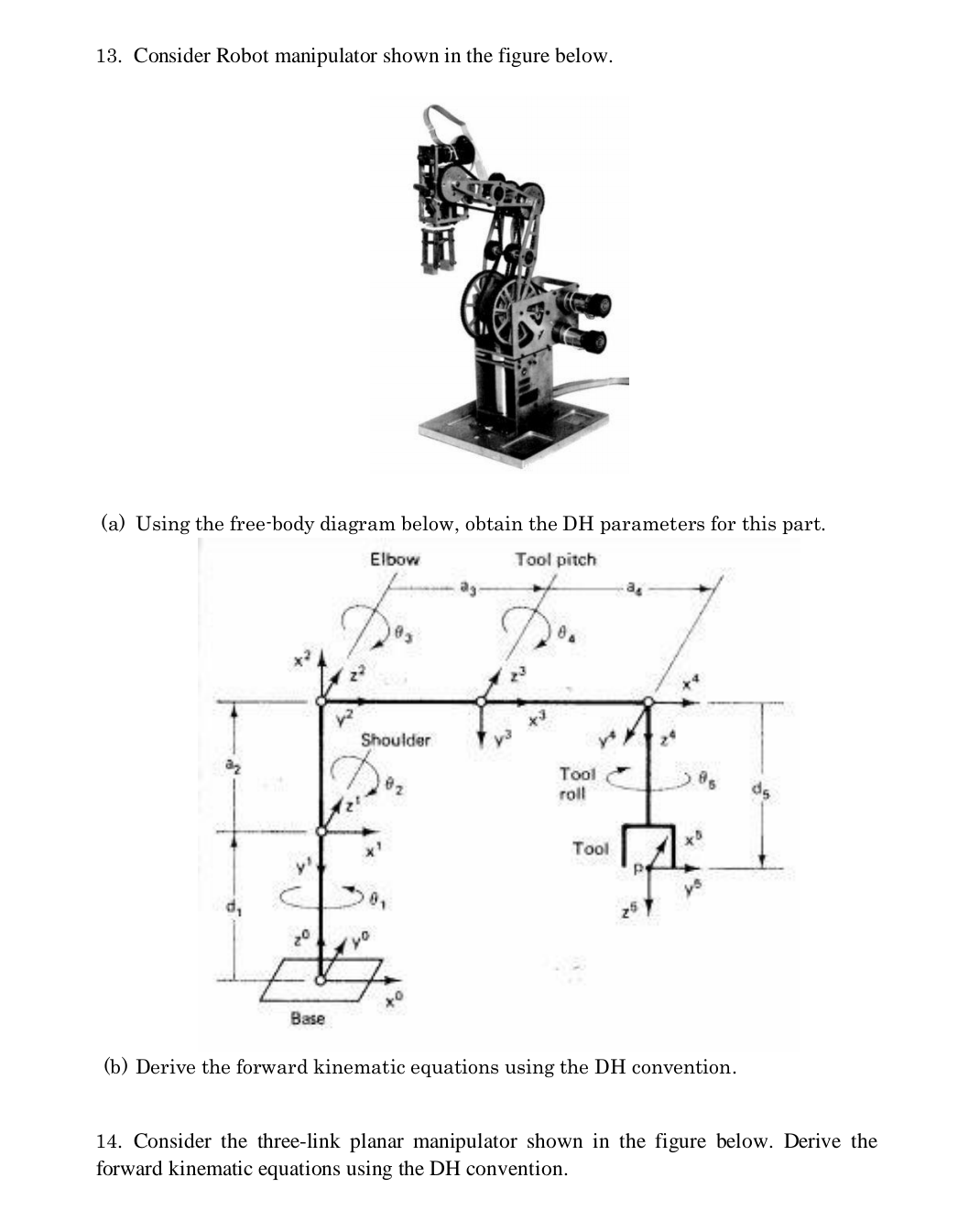 Solved 13. Consider Robot manipulator shown in the figure | Chegg.com