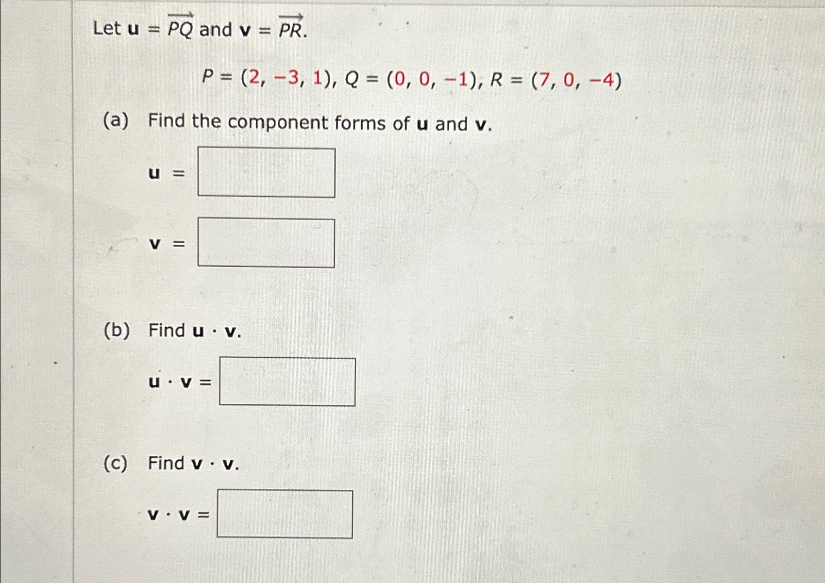Solved Let u=vec(PQ) ﻿and | Chegg.com