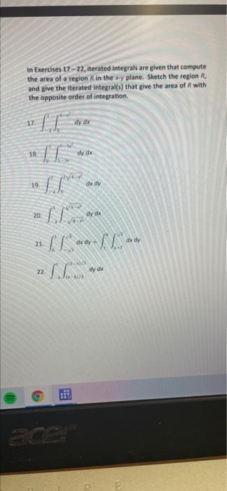 Solved In Exercises 17-22, iterated integrals are given that | Chegg.com