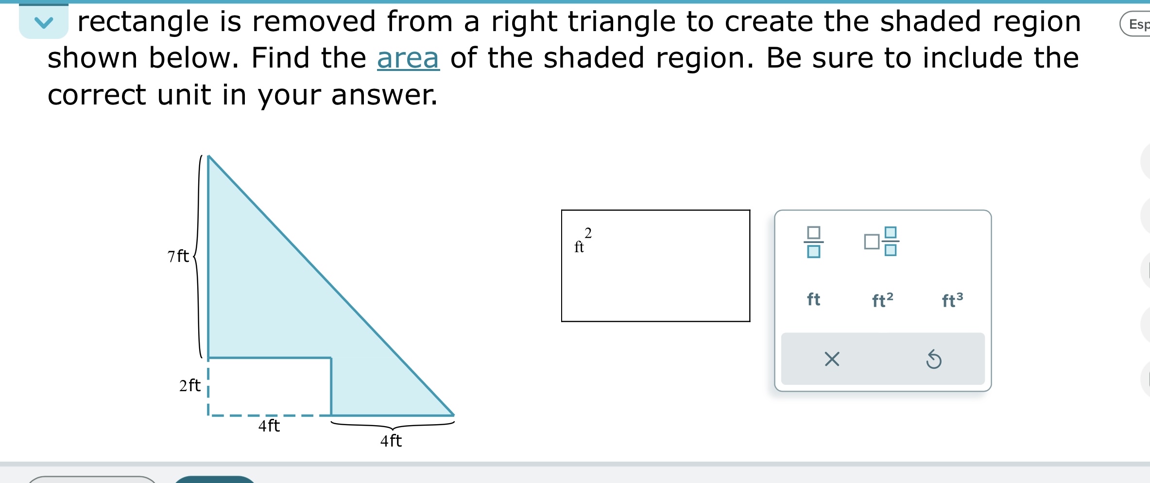 Solved rectangle is removed from a right triangle to create | Chegg.com