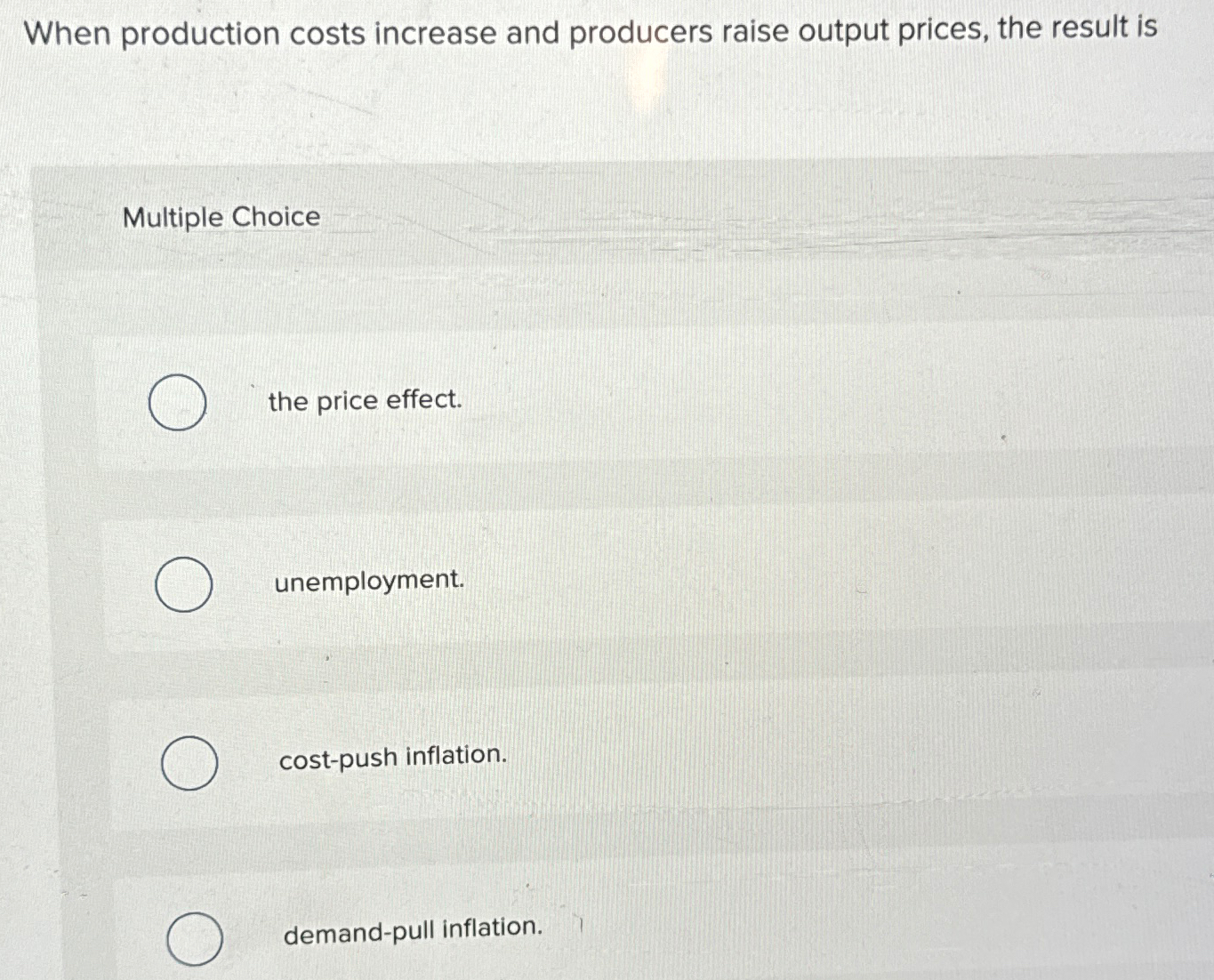 Solved When production costs increase and producers raise | Chegg.com