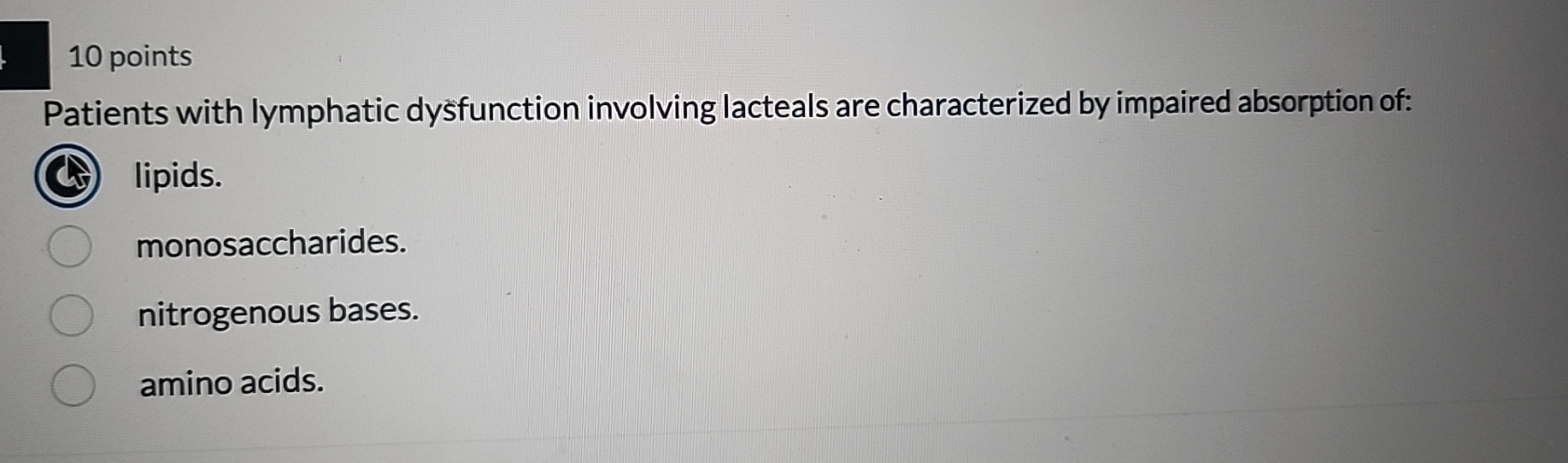 Solved 10 ﻿pointsPatients with lymphatic dysfunction | Chegg.com