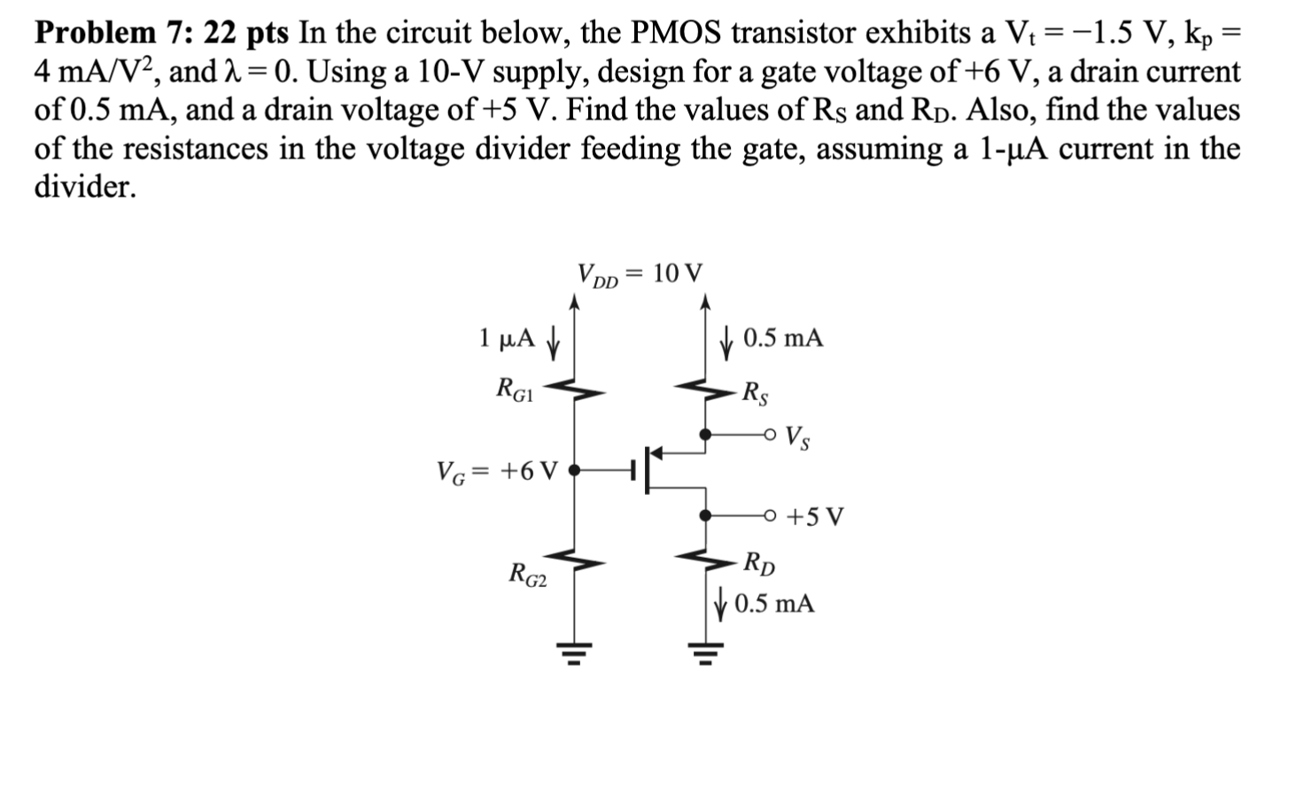 Solved In ﻿the circuit below, the PMOS transistor exhibits | Chegg.com