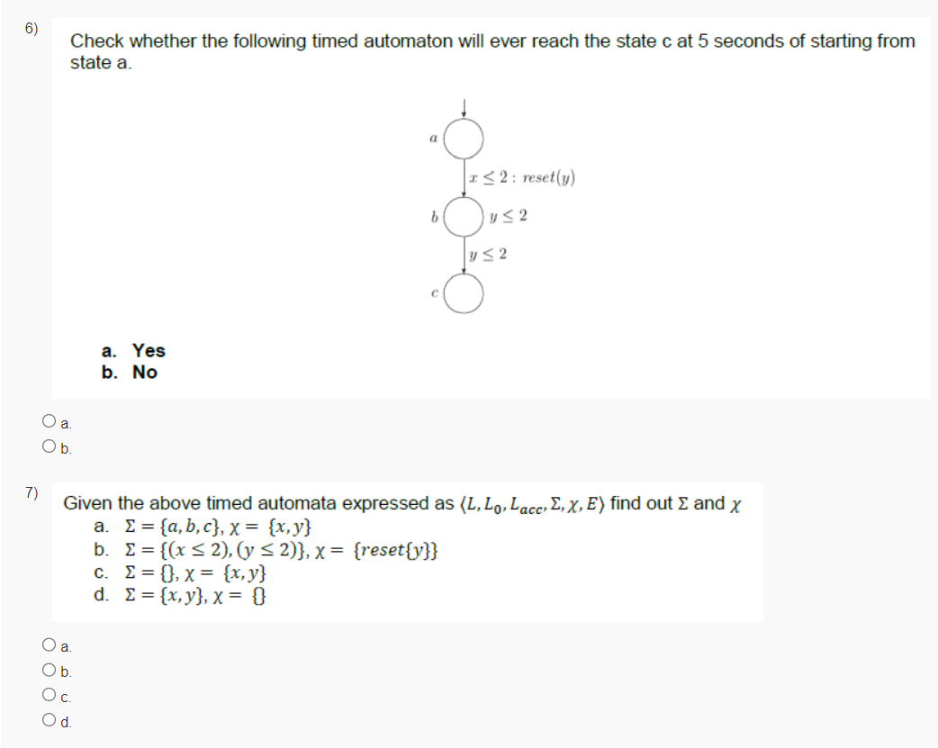 Solved Q.6) ﻿Check whether the following timed automaton | Chegg.com