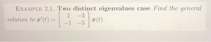 Solved EXAMPLE 2.1. Two distinct eigenvalues case Find the | Chegg.com