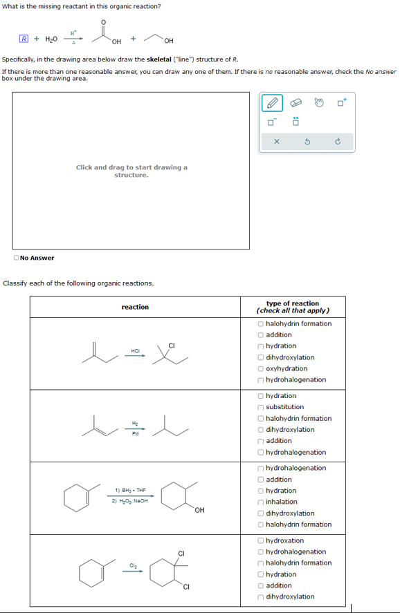 Solved Part 1: What is the missing reactant in this organic | Chegg.com