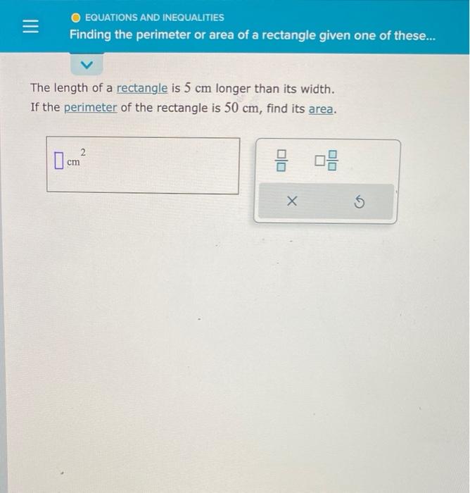 Solved EQUATIONS AND INEQUALITIES Finding the perimeter or | Chegg.com