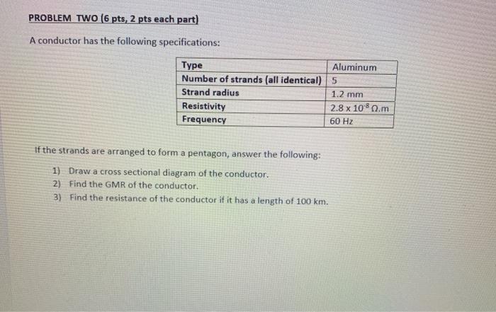 Solved PROBLEM TWO (6 pts, 2 pts each part) A conductor has | Chegg.com