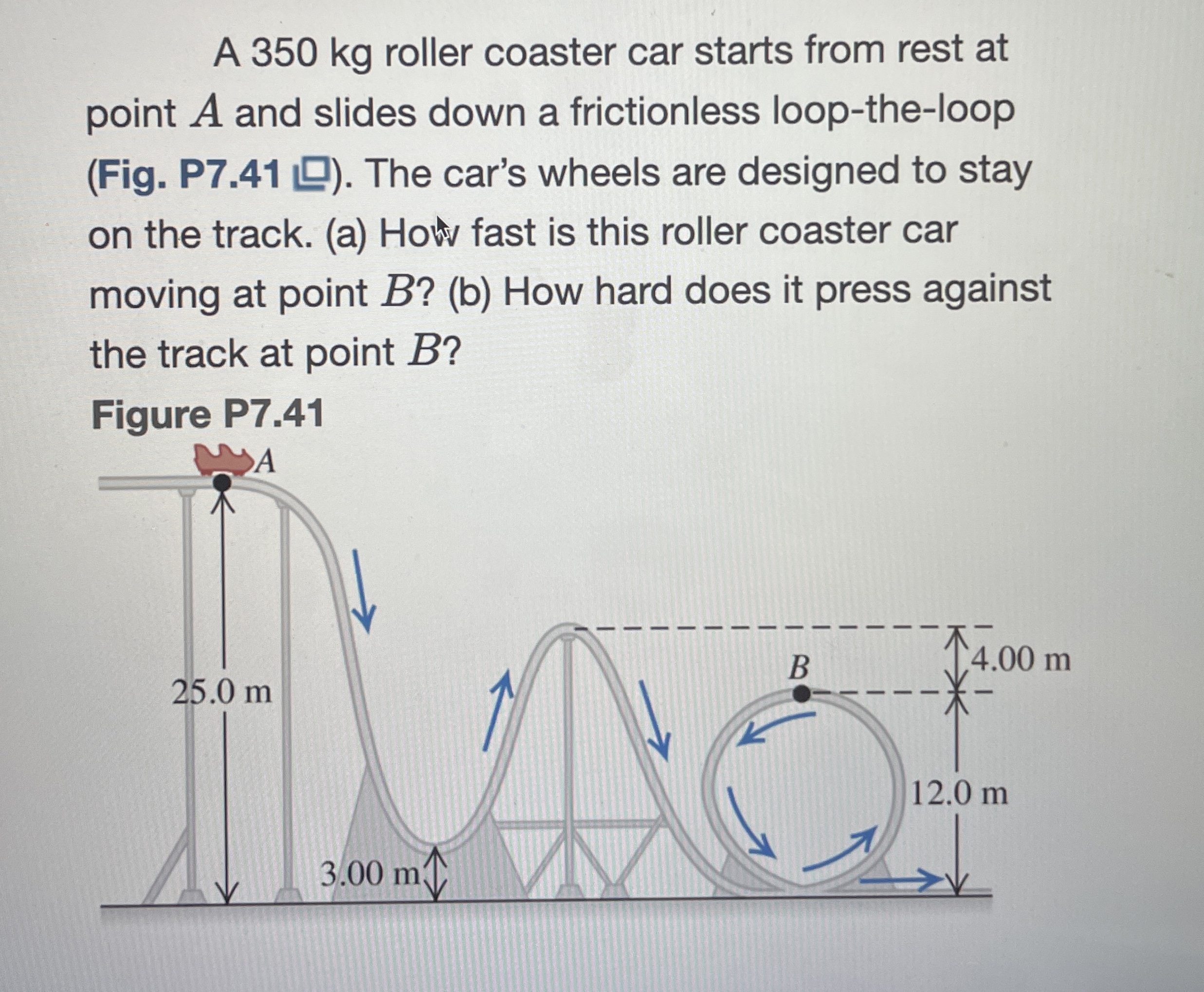Solved A 350 ﻿kg roller coaster car starts from rest at | Chegg.com