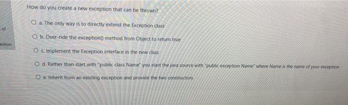 Solved of estion How do you create a new exception that can | Chegg.com