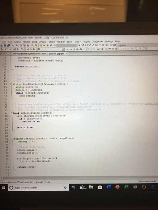 Practice sercise Word Count)-Part-pseudo cpp Code | Chegg.com
