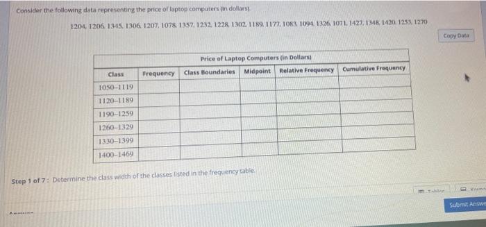 Solved determine the class width of the classes listed im | Chegg.com