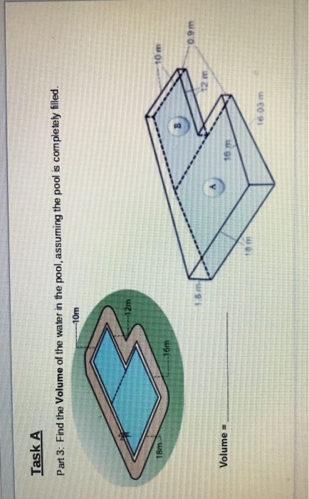 Solved Task A Part 3: Find the Volume of the water in the | Chegg.com