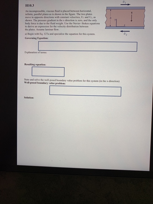 Solved H10.3 An incompressible, viscous fluid is placed | Chegg.com