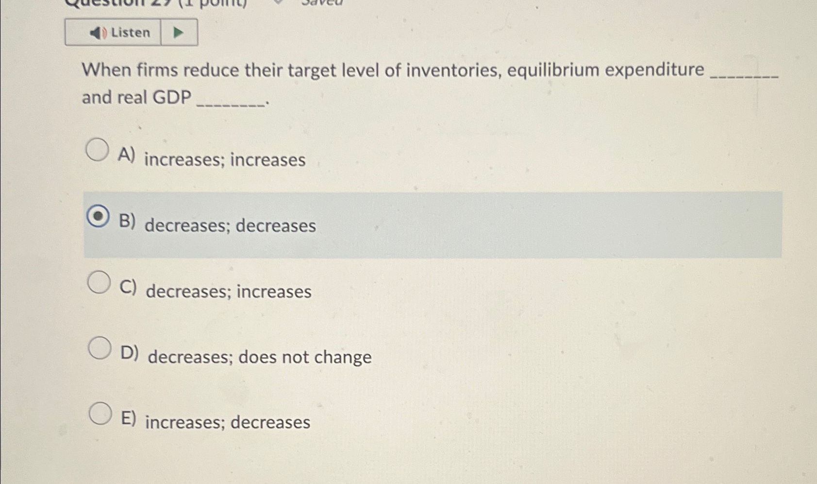 Solved ListenWhen firms reduce their target level of | Chegg.com
