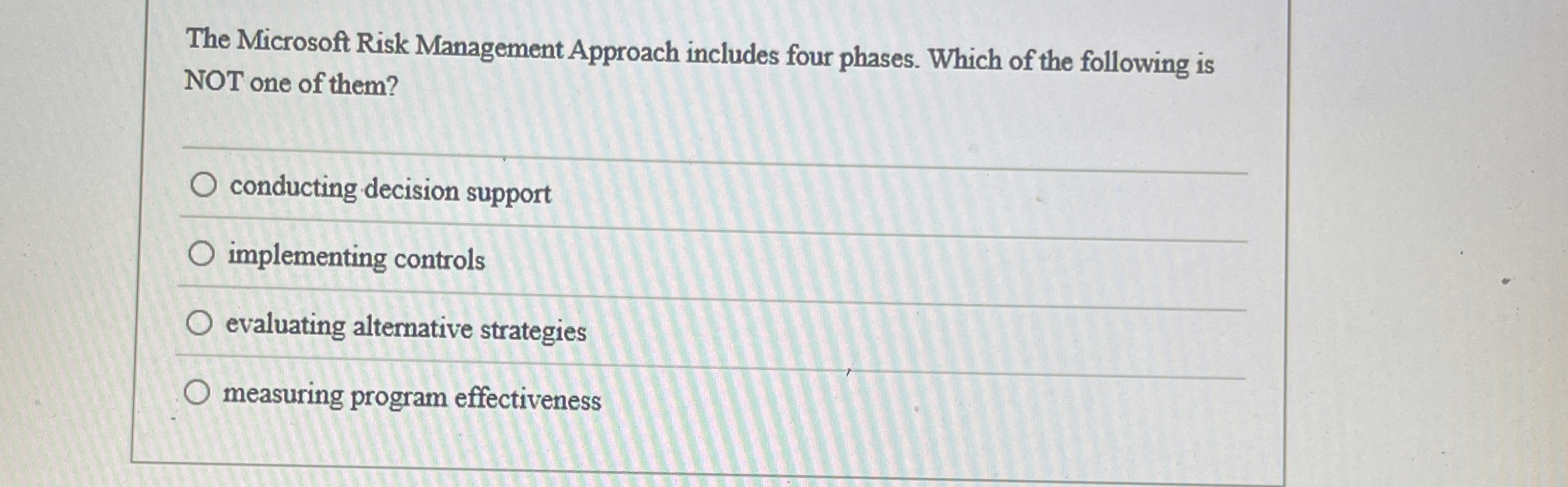 Solved The Microsoft Risk Management Approach includes four | Chegg.com