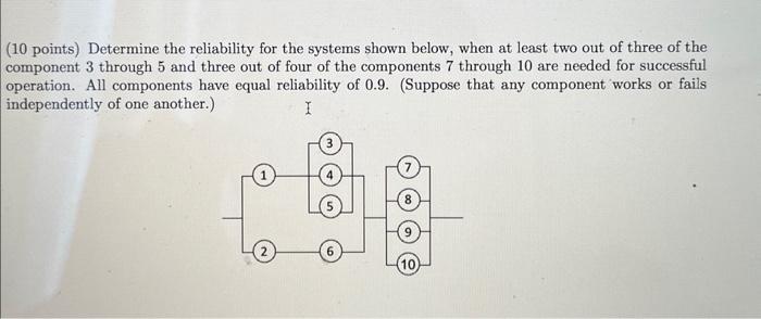 Solved (10 points) Determine the reliability for the systems | Chegg.com
