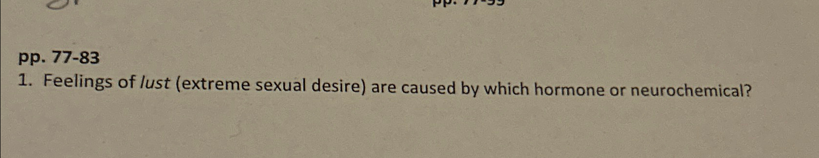 Solved pp. 77-83Feelings of lust (extreme sexual desire) | Chegg.com