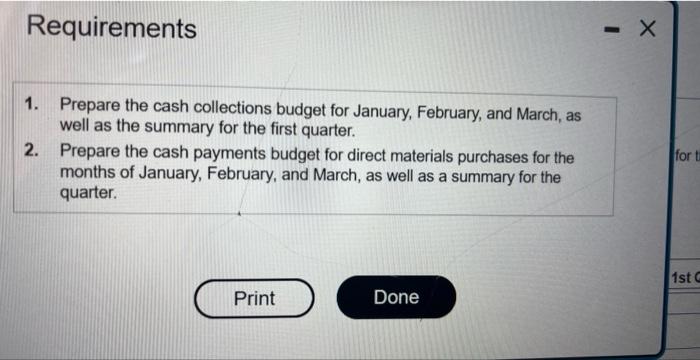Solved Data tableData tableRequirements 1. Prepare the cash | Chegg.com