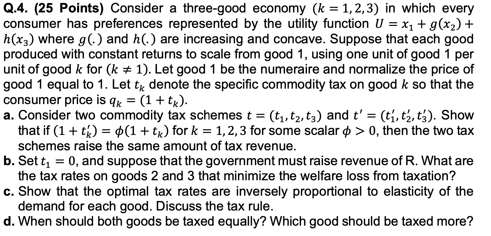 Solved Q.4. (25 ﻿Points) ﻿Consider a three-good economy | Chegg.com