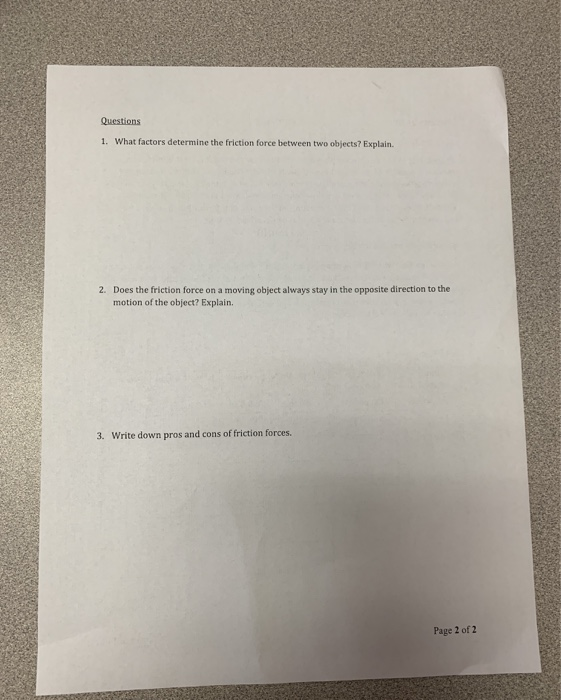 Solved PHYSICS 2010 FRICTION LAB #3 Objectives: To determine | Chegg.com
