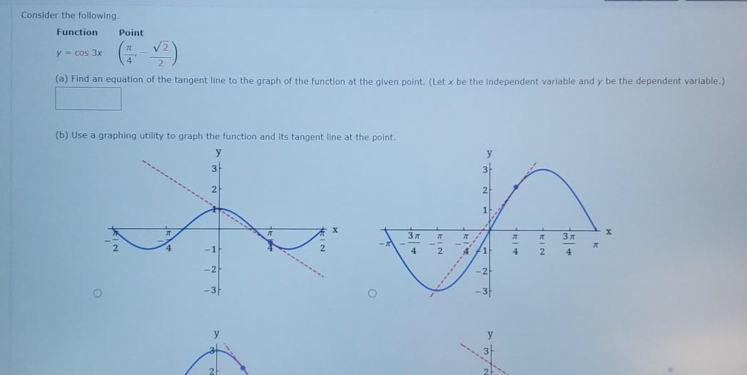 Solved Consider the following. Function Point y = cos 3x (a) | Chegg.com